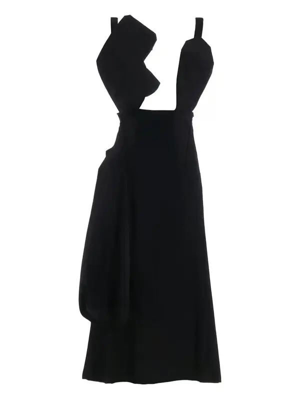 Yohji Yamamoto Cut-out Wool Dress - Black