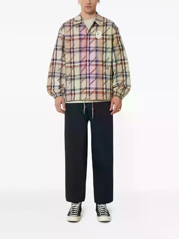 A BATHING APE Plaid Jacket With Logo Plaque