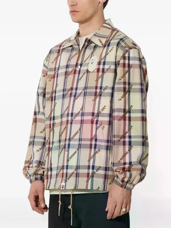 A BATHING APE Plaid Jacket With Logo Plaque