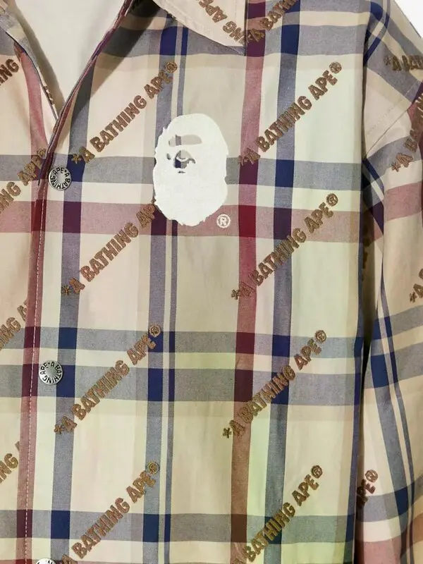 A BATHING APE Plaid Jacket With Logo Plaque