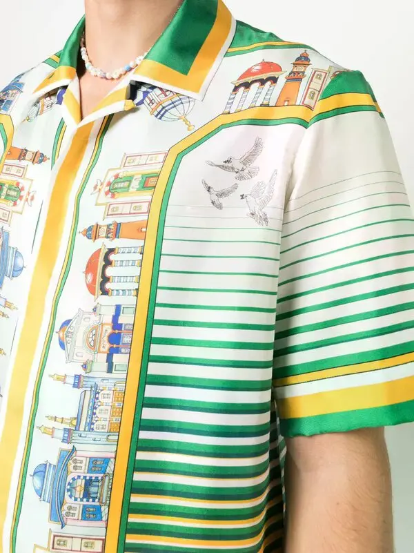 Casablanca Graphic-print Silk Shirt - White