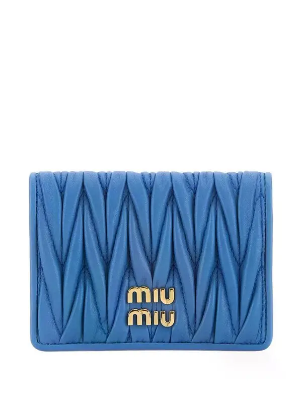 Miu Miu Matelassé Nappa Leather Card Holder - Blue