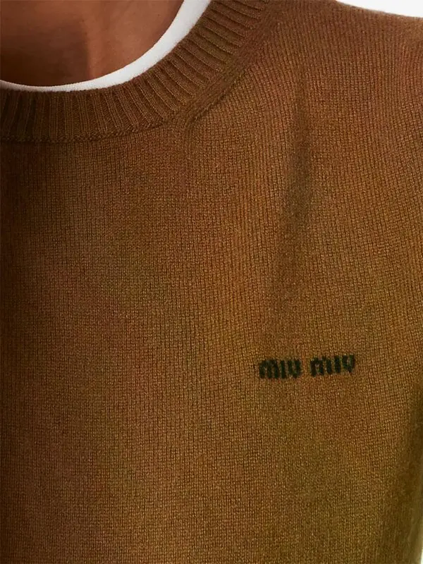 Miu Miu Logo-intarsia Cashmere Top