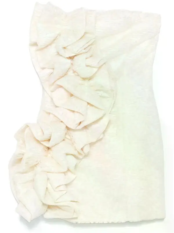 ROTATE BY BIRGER CHRISTENSEN Lace Ruffle Mini Dress - Neutrals