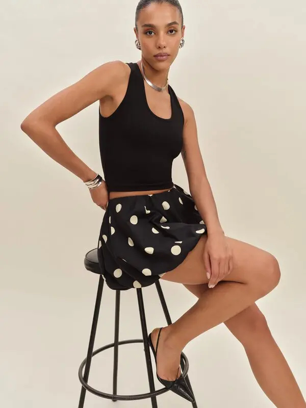 REFORMATION Moxie Mini Skirt - Moon Dot