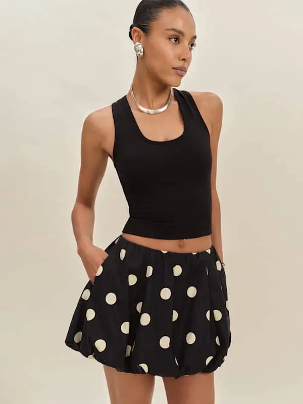 REFORMATION Moxie Mini Skirt - Moon Dot