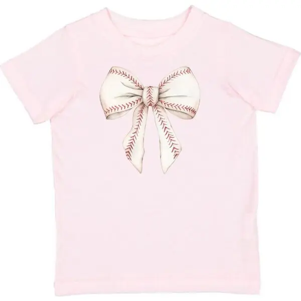 SWEET WINK Baseball Bow Short Sleeve T-shirt - Pink