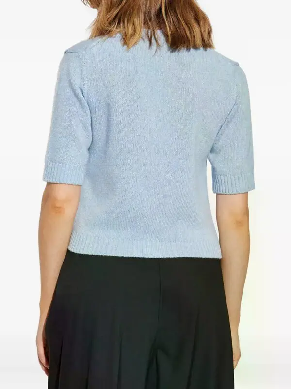 GANNI Tie-front V-neck Knitwear - Blue
