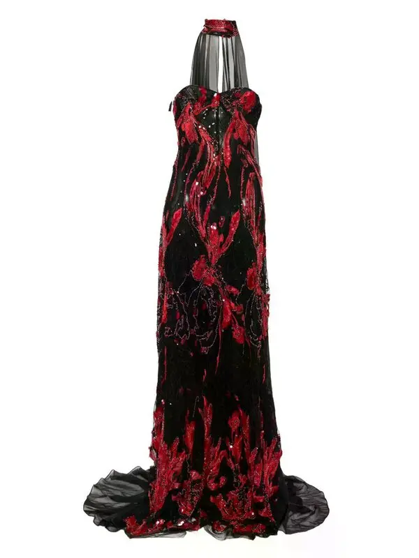 SAIID KOBEISY Embroidered Maxi Dress - Red