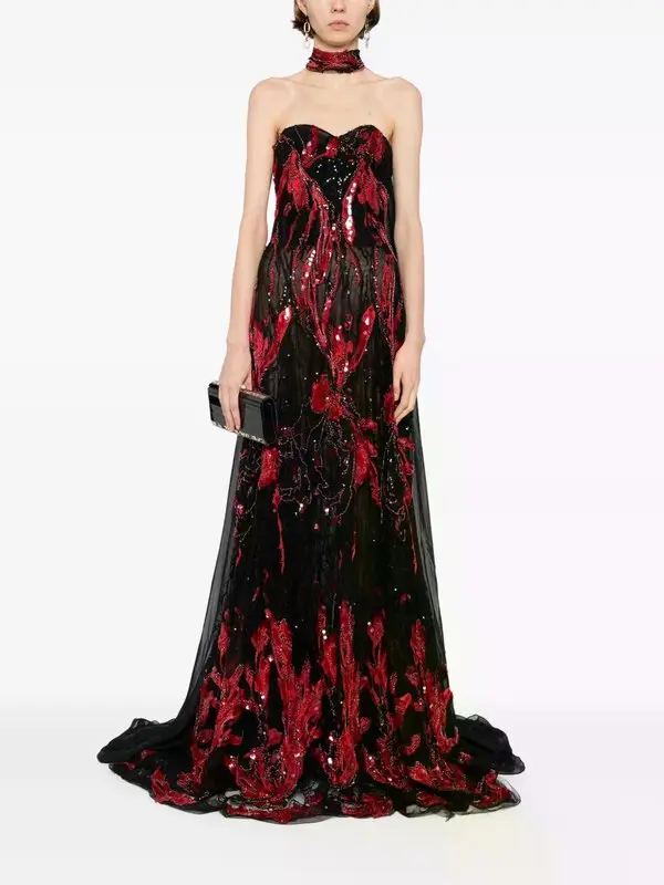 SAIID KOBEISY Embroidered Maxi Dress - Red