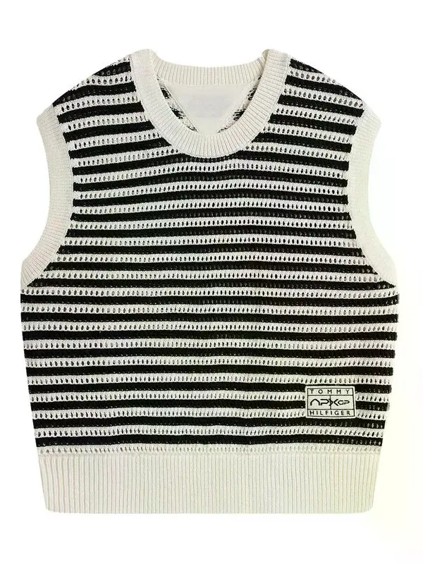 Tommy Hilfiger Striped Sleeveless Sweater - Black
