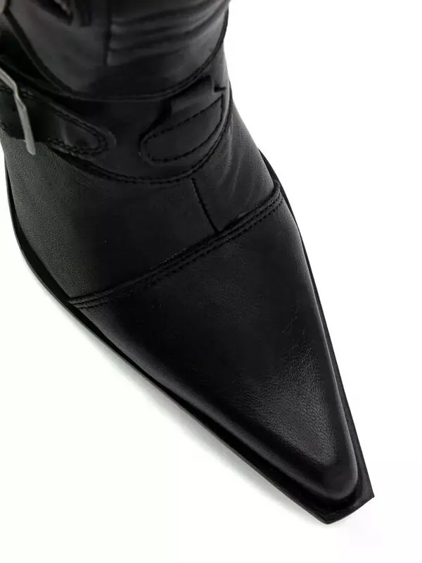 NEW ROCK 100mm Buckle-detail Pointed-toe Boots