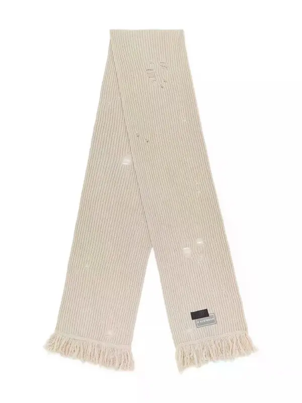 MAISON MARGIELA Ribbed Frayed-edge Scarf - Neutrals