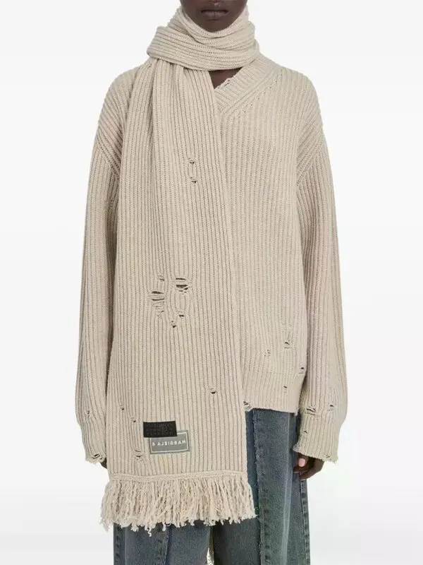 MAISON MARGIELA Ribbed Frayed-edge Scarf