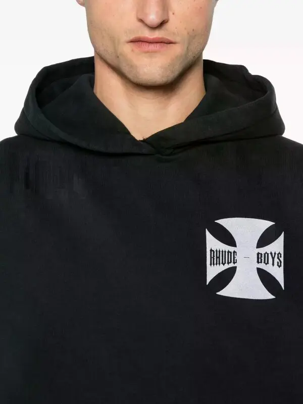 Rhude Logo-print Hoodie - Black