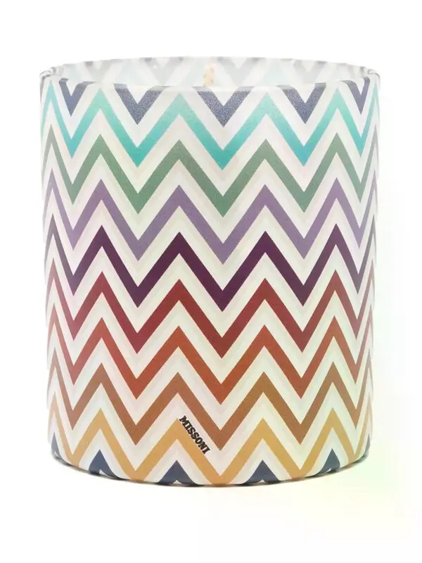 Missoni Zigzag-printed Candle - White