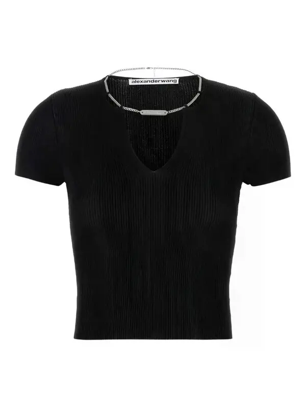 Alexander Wang Chain-embellished Ribbed Top