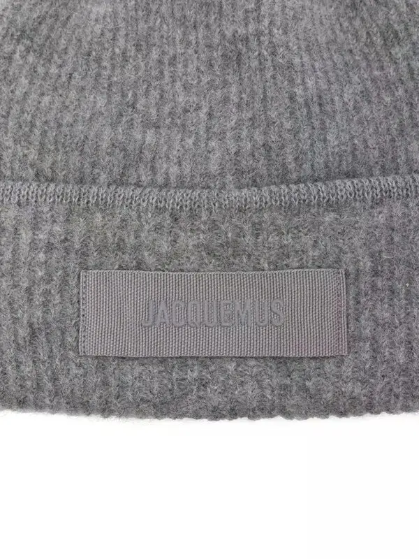 Jacquemus Le Bonnet Gros Grain Beanie Hat - Grey