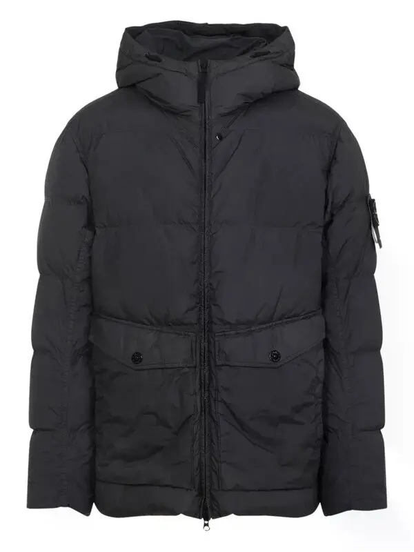 Stone Island Hooded Padded Coat - Black