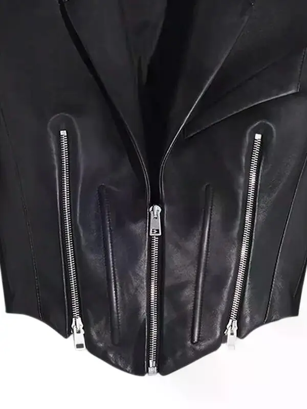 MUGLER Zip-detail Cropped Leather Jacket