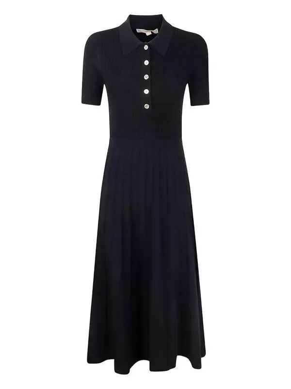 Michael Kors Ribbed Polo Pleated Midi Dress