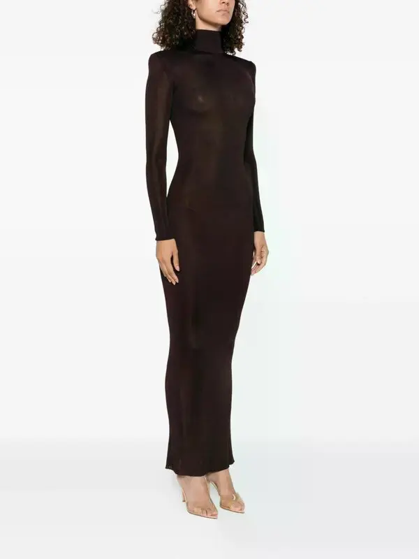 SELF-PORTRAIT Turtleneck Shoulder-padded Maxi Dress