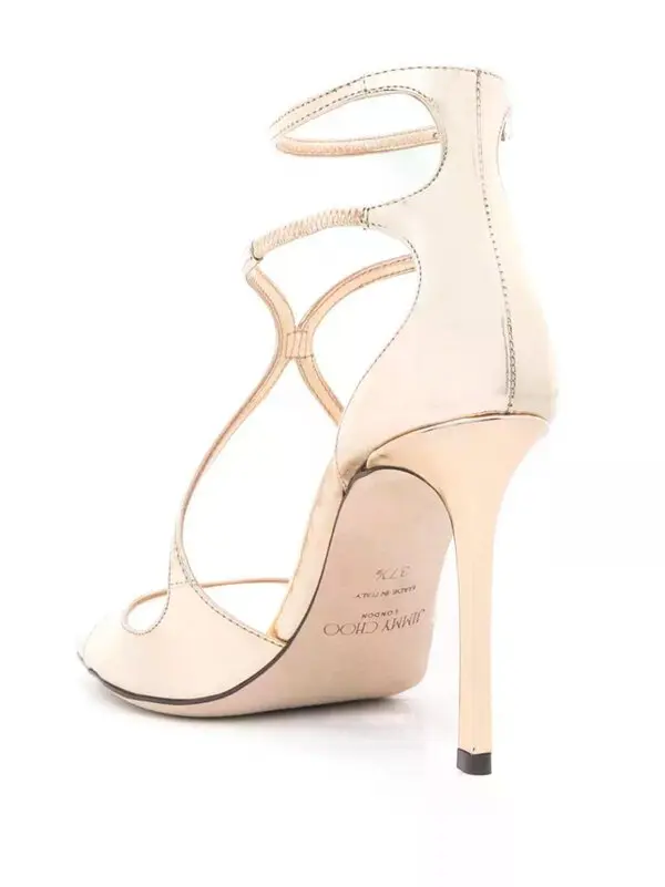 JIMMY CHOO Azia 95mm Metallic Leather Sandals - Gold