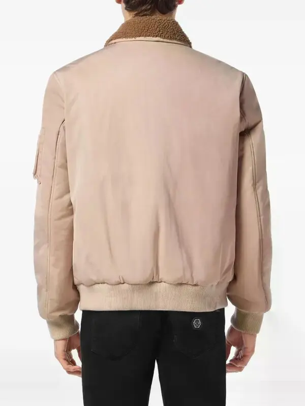 Philipp Plein Shearling-collar Bomber Jacket - Neutrals