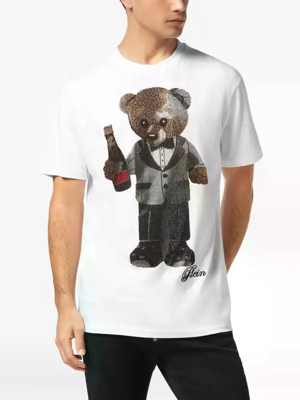 Philipp Plein Round Neck T-shirt Teddy Bear - White