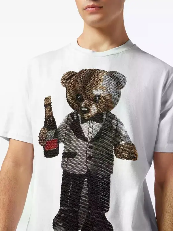 Philipp Plein Round Neck T-shirt Teddy Bear - White