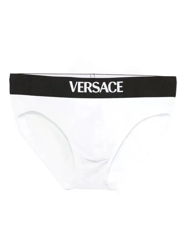 Versace Logo-band Briefs - White