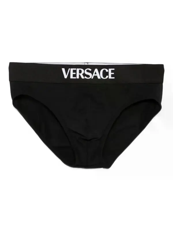 Versace Logo-band Briefs - Black