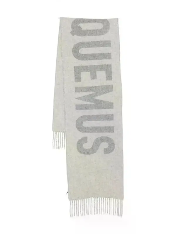 Jacquemus Logo Fringed Scarf - Grey