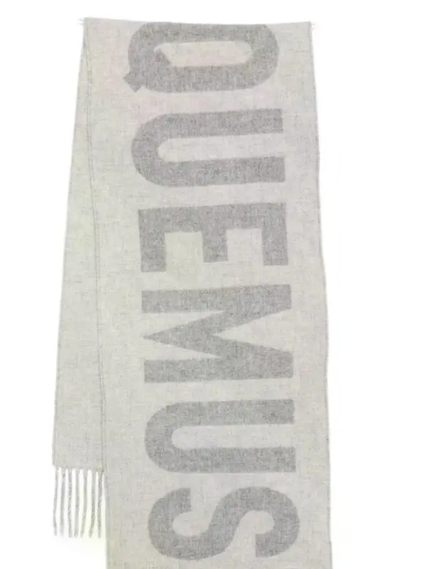 Jacquemus Logo Fringed Scarf - Grey