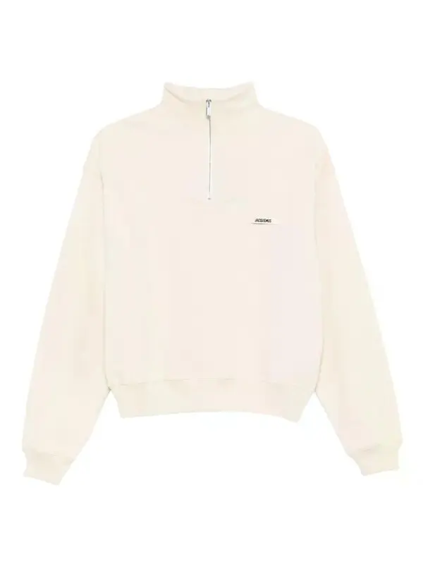 Jacquemus Grosgrain Zipped-rollneck Sweatshirt - Neutrals