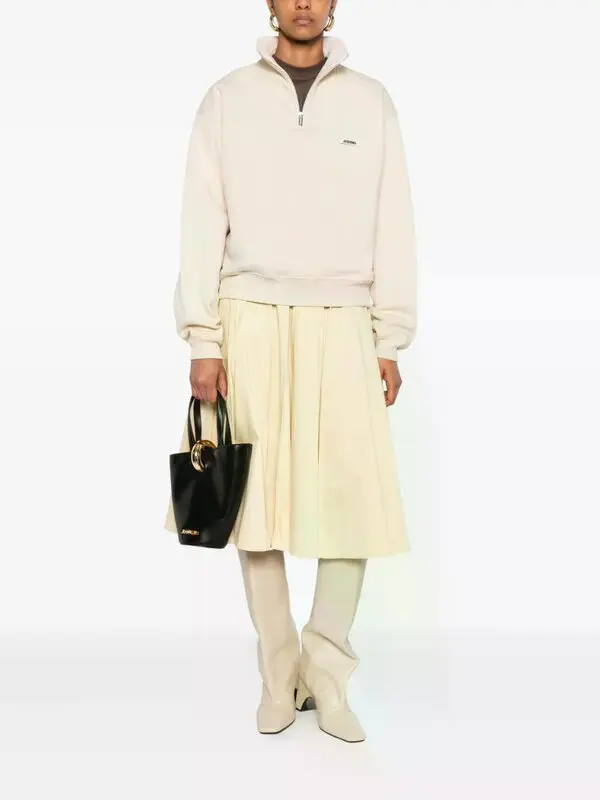 Jacquemus Grosgrain Zipped-rollneck Sweatshirt - Neutrals