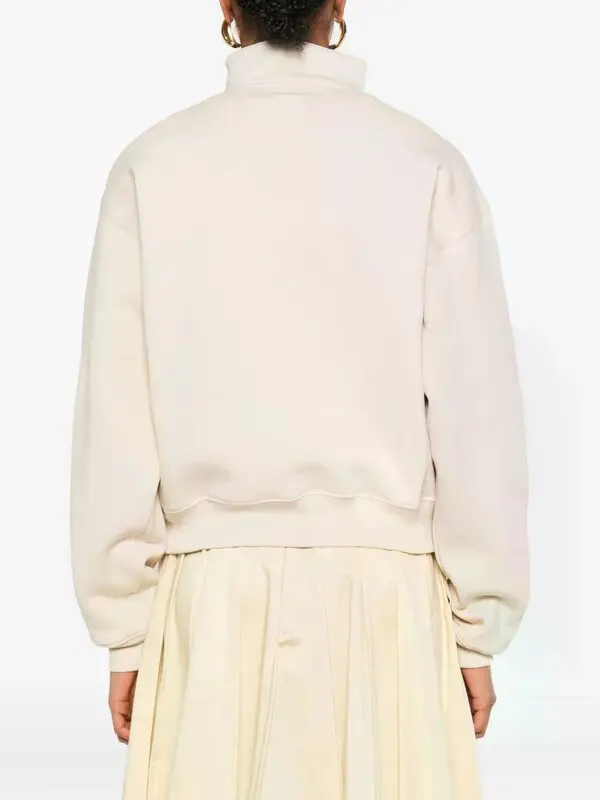Jacquemus Grosgrain Zipped-rollneck Sweatshirt - Neutrals