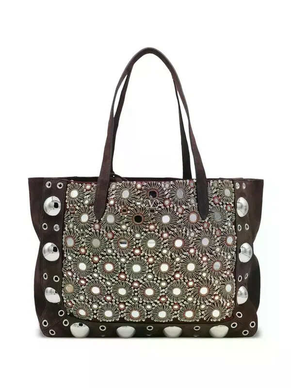 Valentino Garavani Nellcôte Eyelet-embellished Tote - Brown
