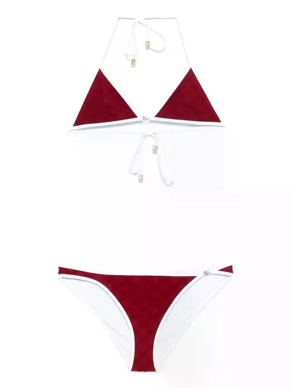 Gucci Gg Terrycloth Geometric-print Bikini - Red
