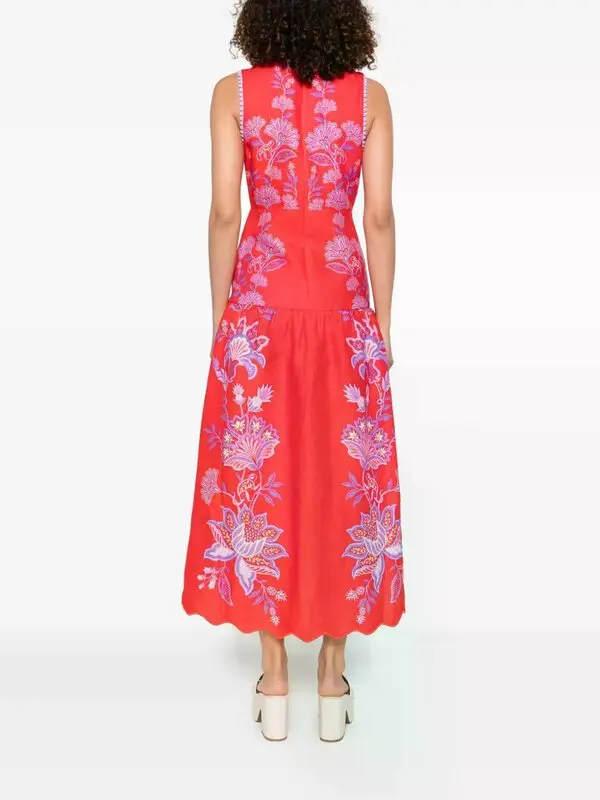 Farm Rio Porcelain Garden Sleeveless Midi Dress - Red - 59% Off |  Editorialist