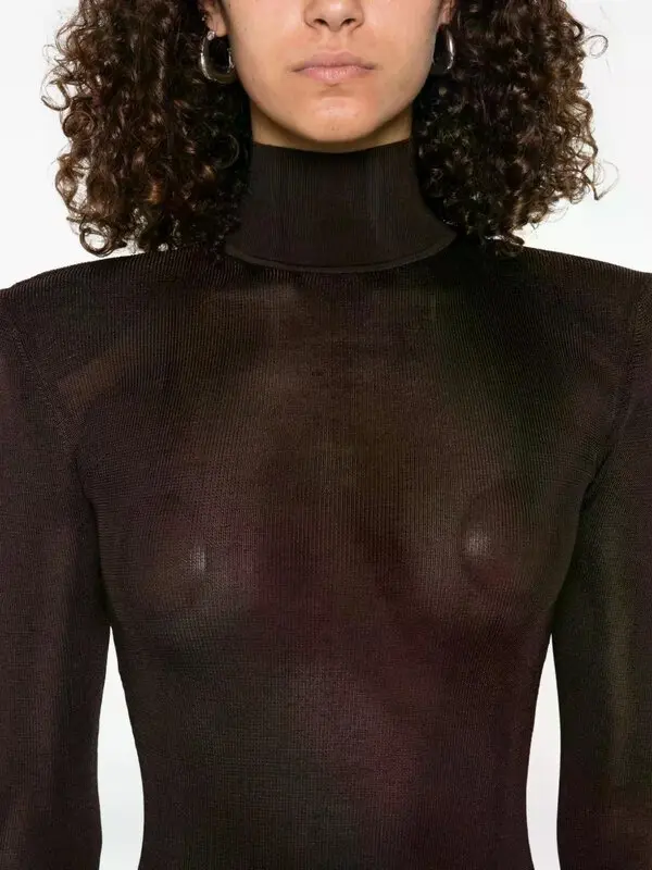 SELF-PORTRAIT Shoulder-padded Maxi Dress - Brown