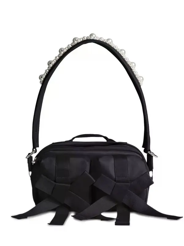 Simone Rocha Beaded Cross Body Bag With Bow Detailing - Black