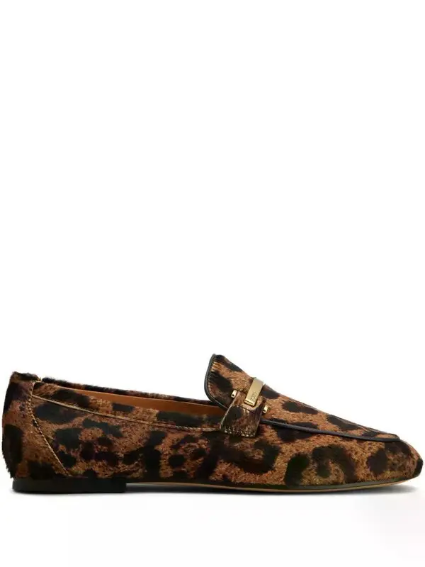 TOD'S Leopard-print Loafers - Brown