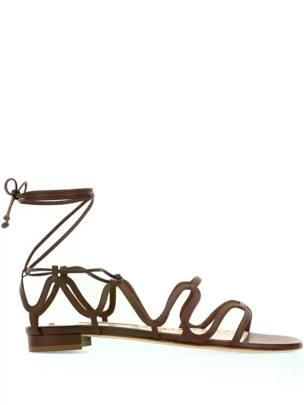 Manolo Blahnik Fawda Flat Sandals - Brown