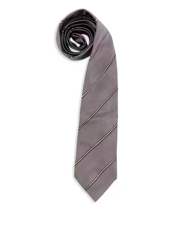 Brunello Cucinelli Striped Silk Necktie - Grey