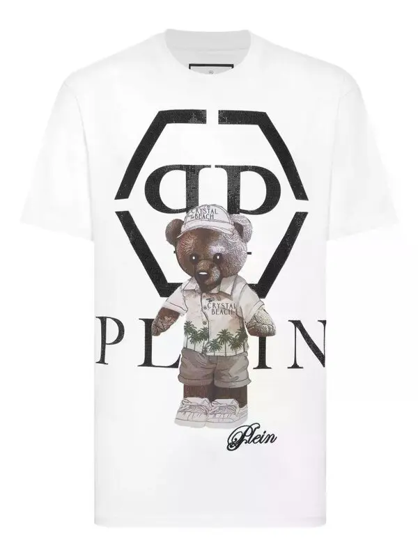 Philipp Plein Crystal-embellished Teddy-bear T-shirt - White