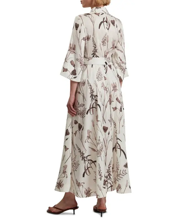 Ted Baker London Printed Linen Silk Midi Dress