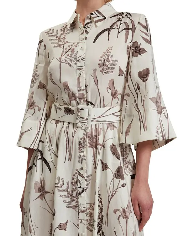 Ted Baker London Printed Linen Silk Midi Dress
