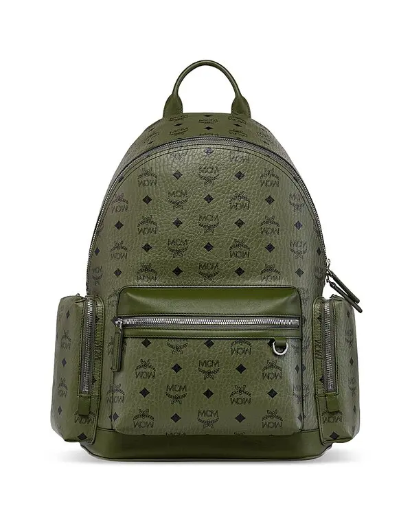 Mcm Stark Visetos Backpack - Khaki Moss