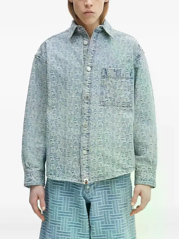 A BATHING APE Monogram-print Denim Shirt Jacket